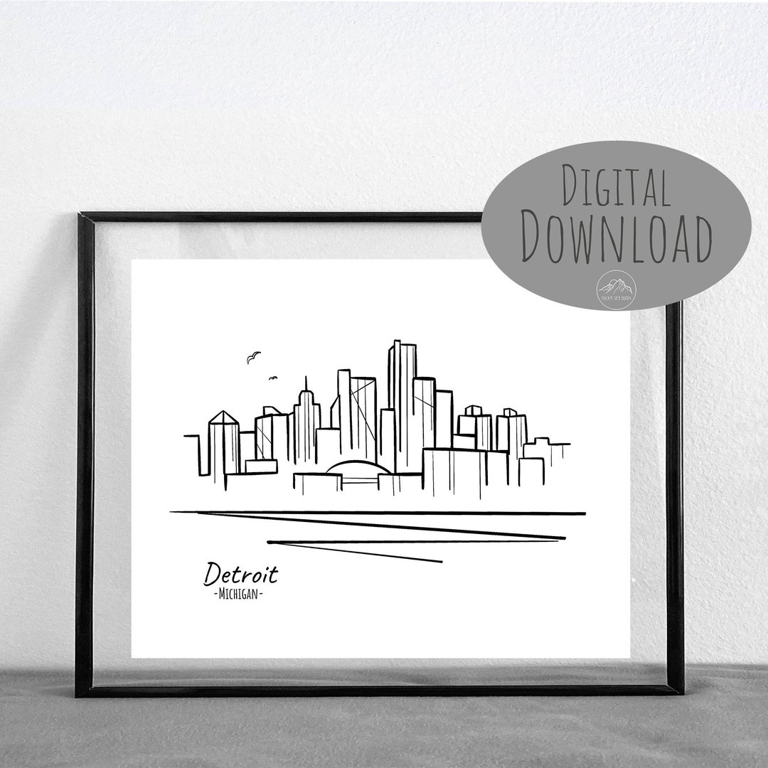 Detroit, Michigan Line Art || DIGITAL DOWNLOAD || Printable - Etsy