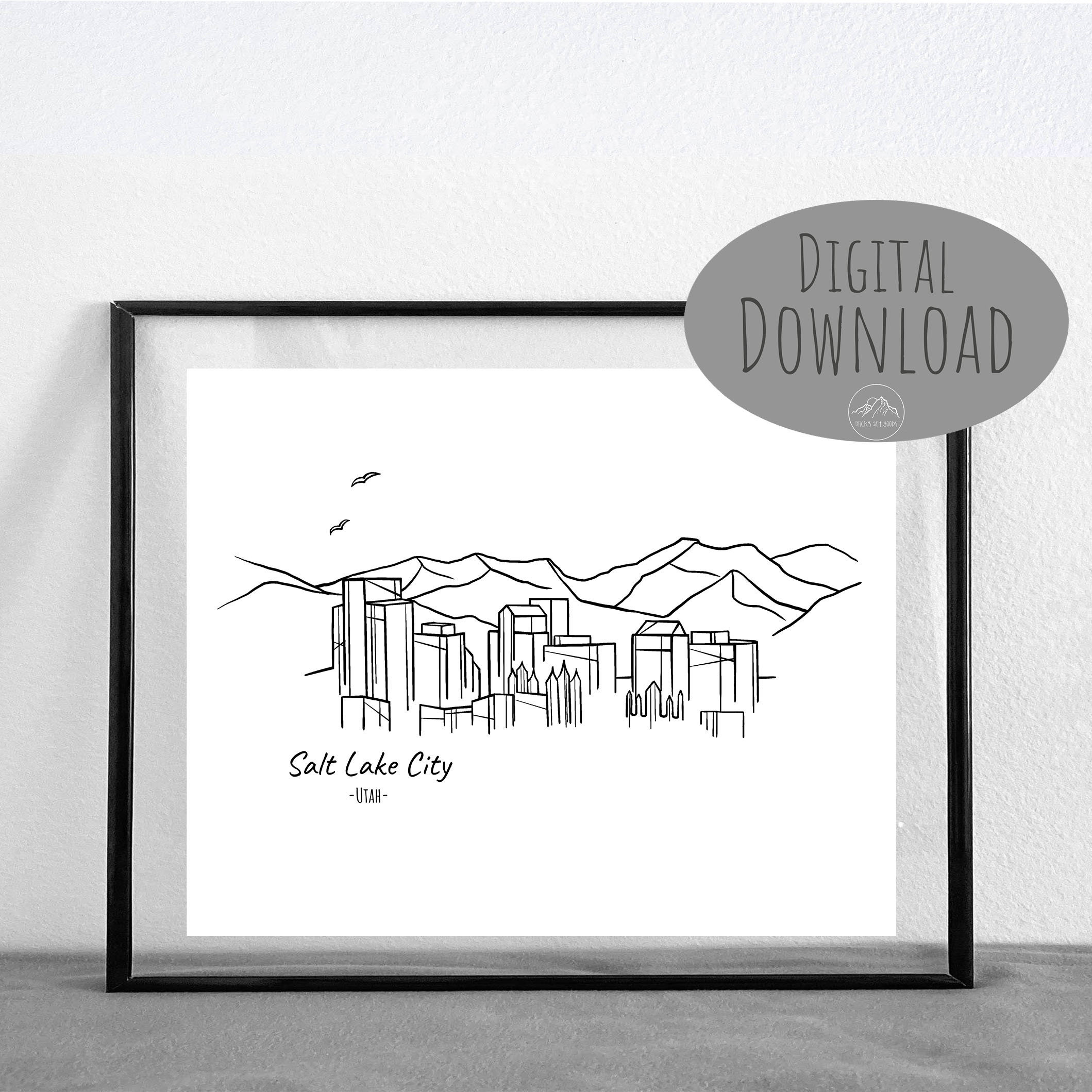 Salt Lake City, Utah Line Art || DIGITAL DOWNLOAD || Printable - Etsy