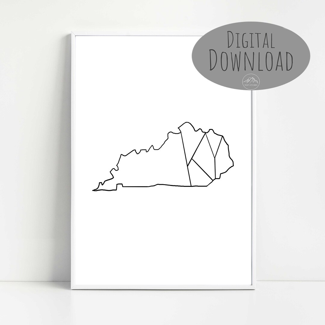 Kentucky State Map Minimalistic Line Art USA || DIGITAL DOWNLOAD ...