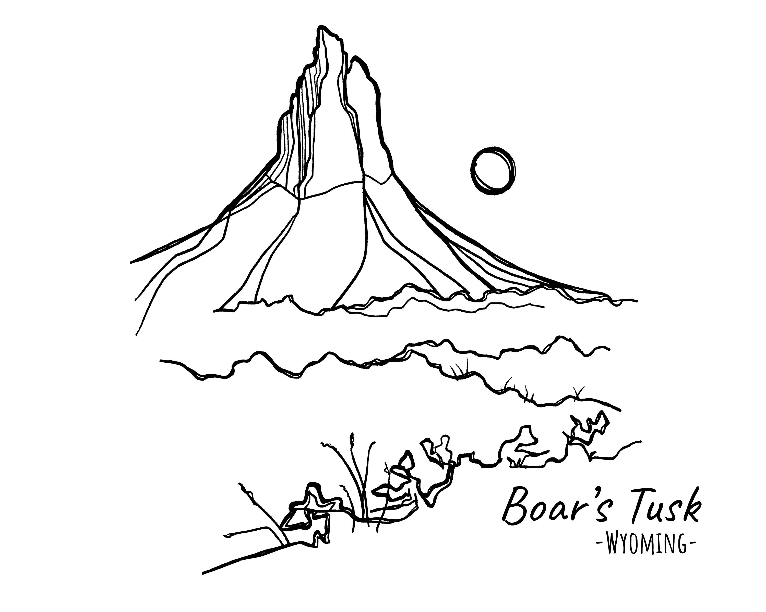 Boar's Tusk Wyoming Line Art DIGITAL DOWNLOAD - Etsy