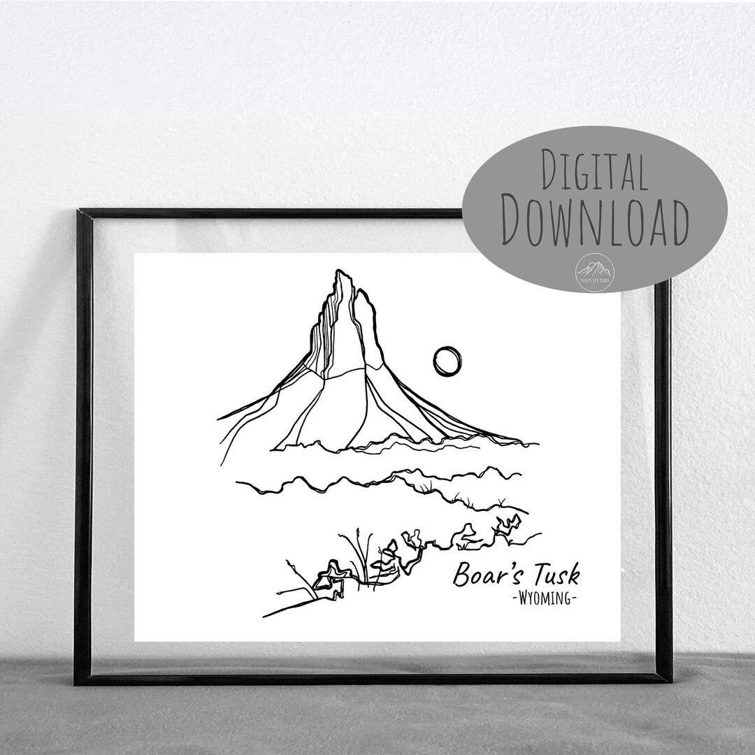 Boar's Tusk Wyoming Line Art || DIGITAL DOWNLOAD || Printable - Etsy