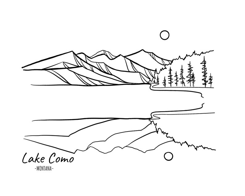 Lake Como, Montana Line Art DIGITAL DOWNLOAD Printable - Etsy