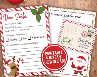 Letter to Santa Pack Kids Letter to Santa Envelope Christmas Wish List ...