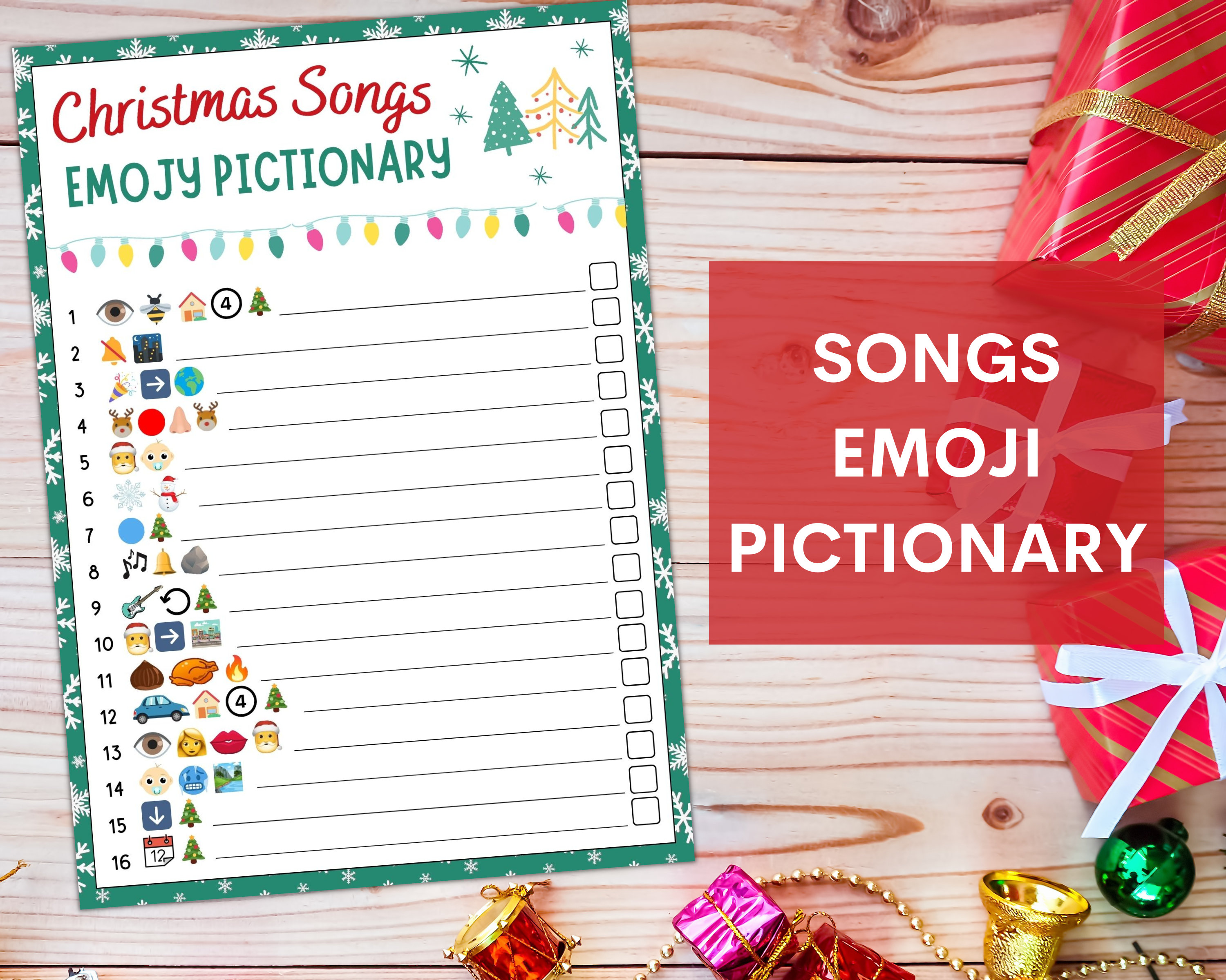 Christmas Emoji Pictionary | Printable Christmas Games | Christmas Day ...