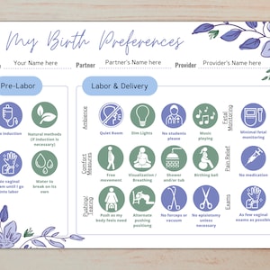 Visual Birth Plan/ Natural Birth Plan/ Birth Preference/ Birth - Etsy