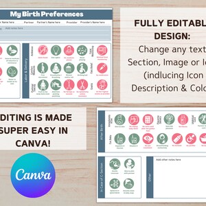 Visual Birth Plan/ Natural Birth Plan/ Birth Preference/ Birth Plan ...