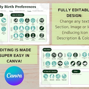Visual Birth Plan/ Natural Birth Plan/ Birth Preference/ Birth Plan ...