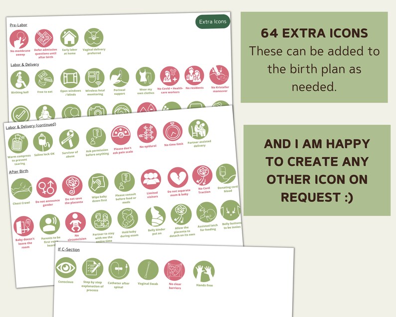Visual Birth Plan/ Natural Birth Plan/ Birth Preference/ Birth Plan ...