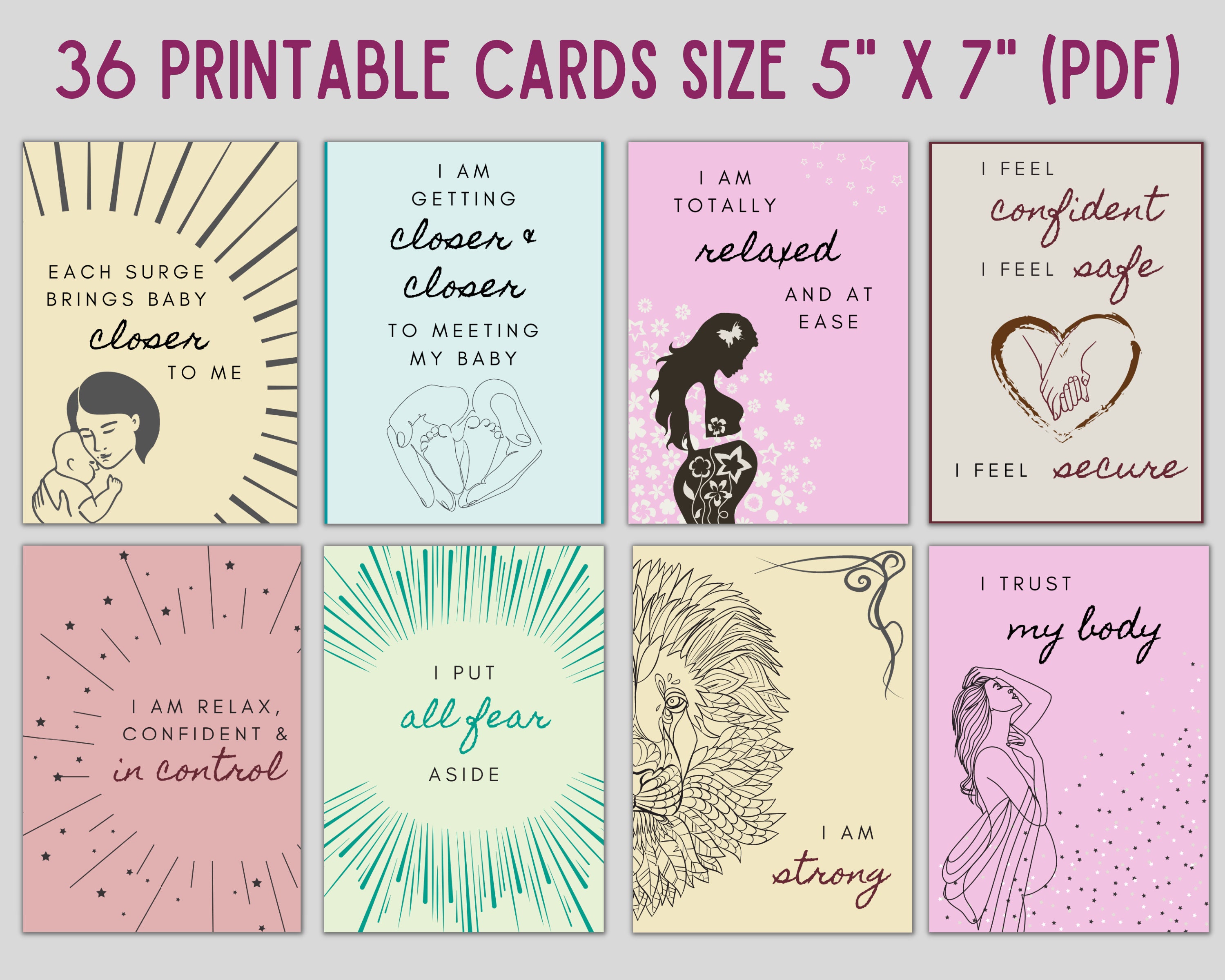 36 Printable Birth Affirmation Cards Digital Download - Etsy Australia
