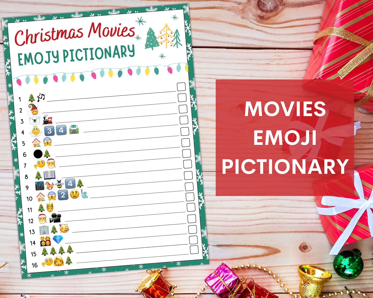 Christmas Emoji Pictionary | Printable Christmas Games | Christmas Day ...