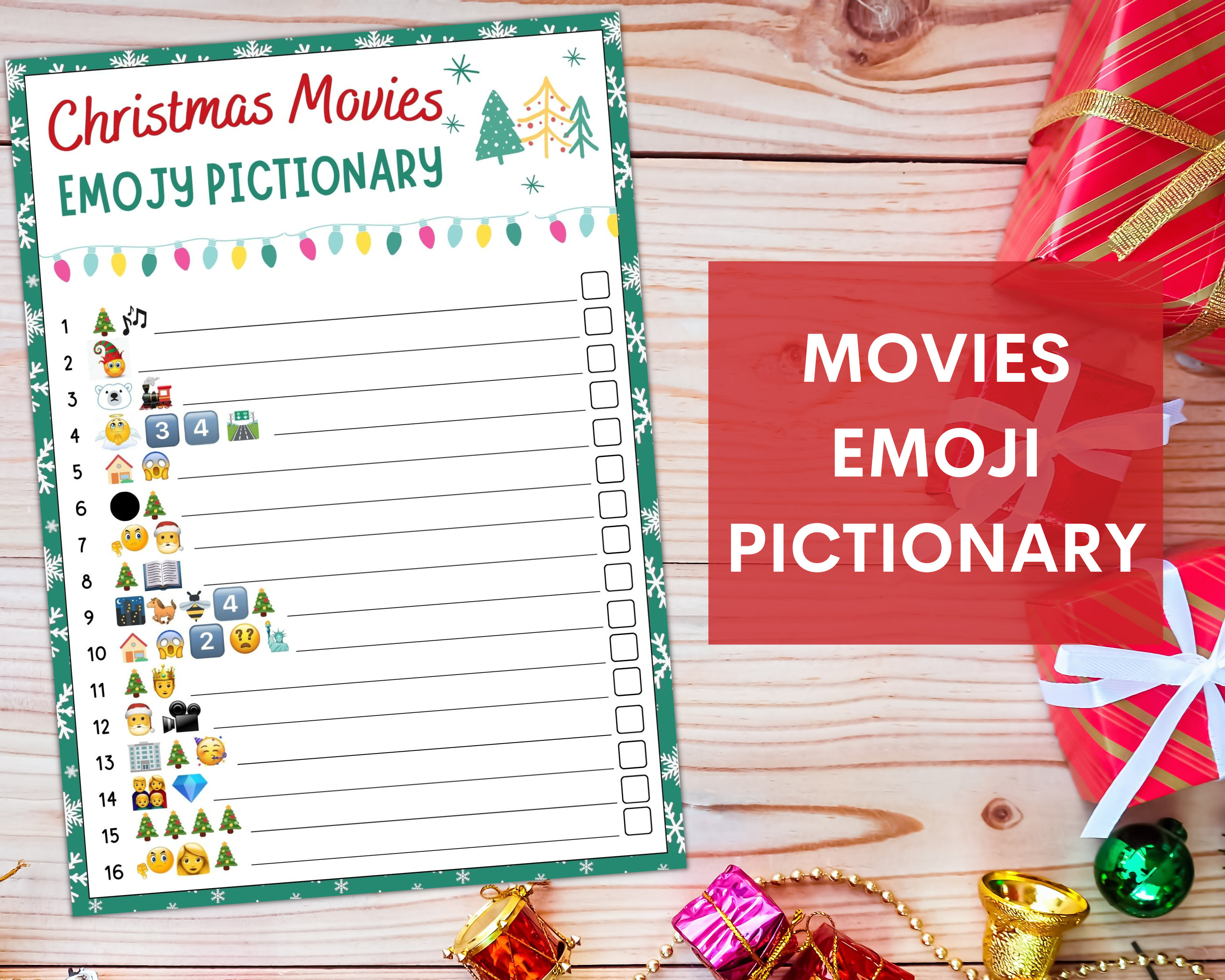 Christmas Emoji Pictionary | Printable Christmas Games | Christmas Day ...
