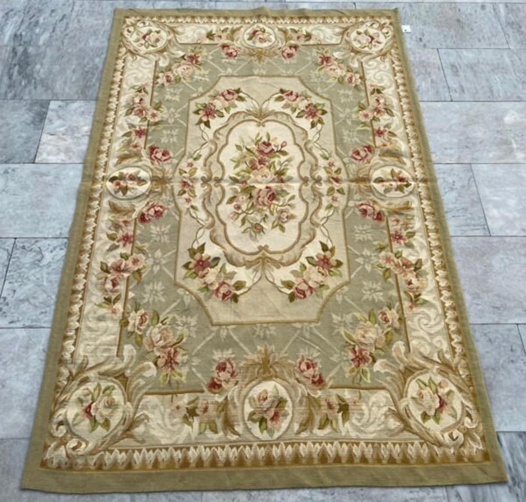 4x6 Feet, Vintage Aubusson Rug,needlepoint Rug,french Hand Made Rug ...