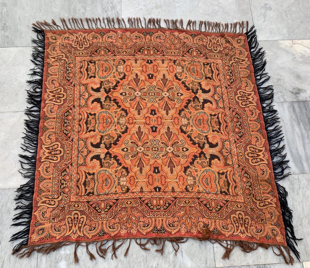 3x3 Feet,vintage Paisley Shawl,antique Shawl,100 % Pure Woolen Scarf ...