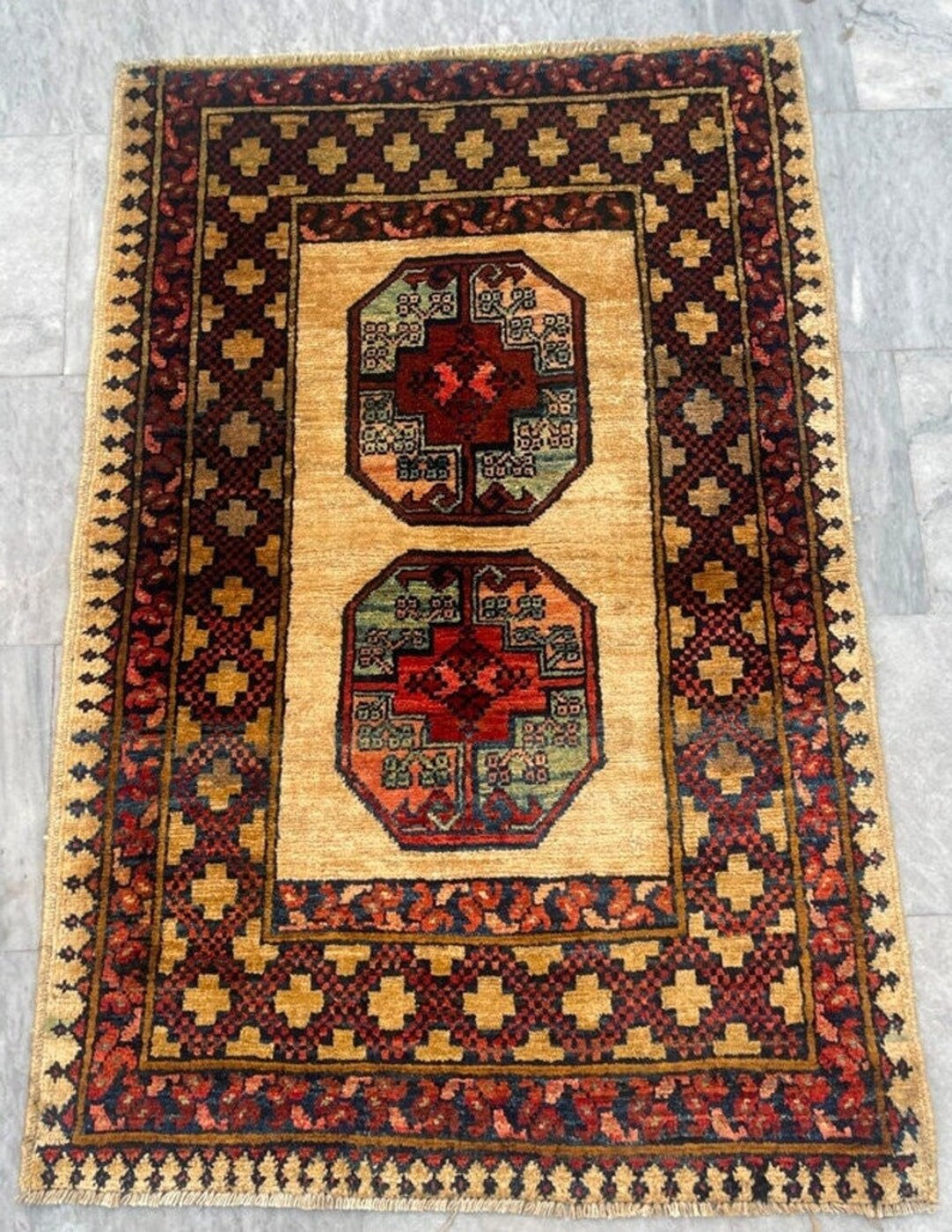 4x3 Feet,vintage Afghan Rug,mini Rug,hand Knotted Rug,turkoman Rug ...