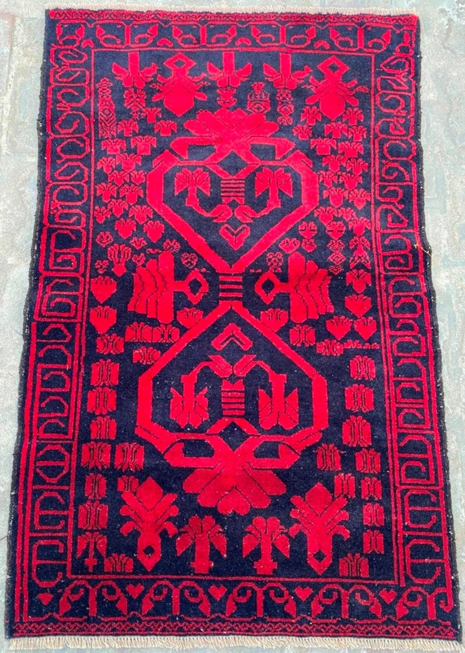 4x3 Feet,vintageafghan Rug,mini Rug,hand Knotted Rug,bedroom Rug, Home ...
