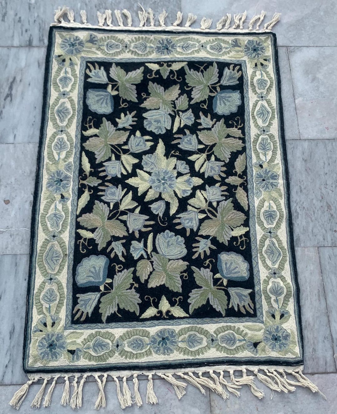 2x3 Ft,vintage Aubusson,french Style Needlepoint Rug,handmade Rug,area ...