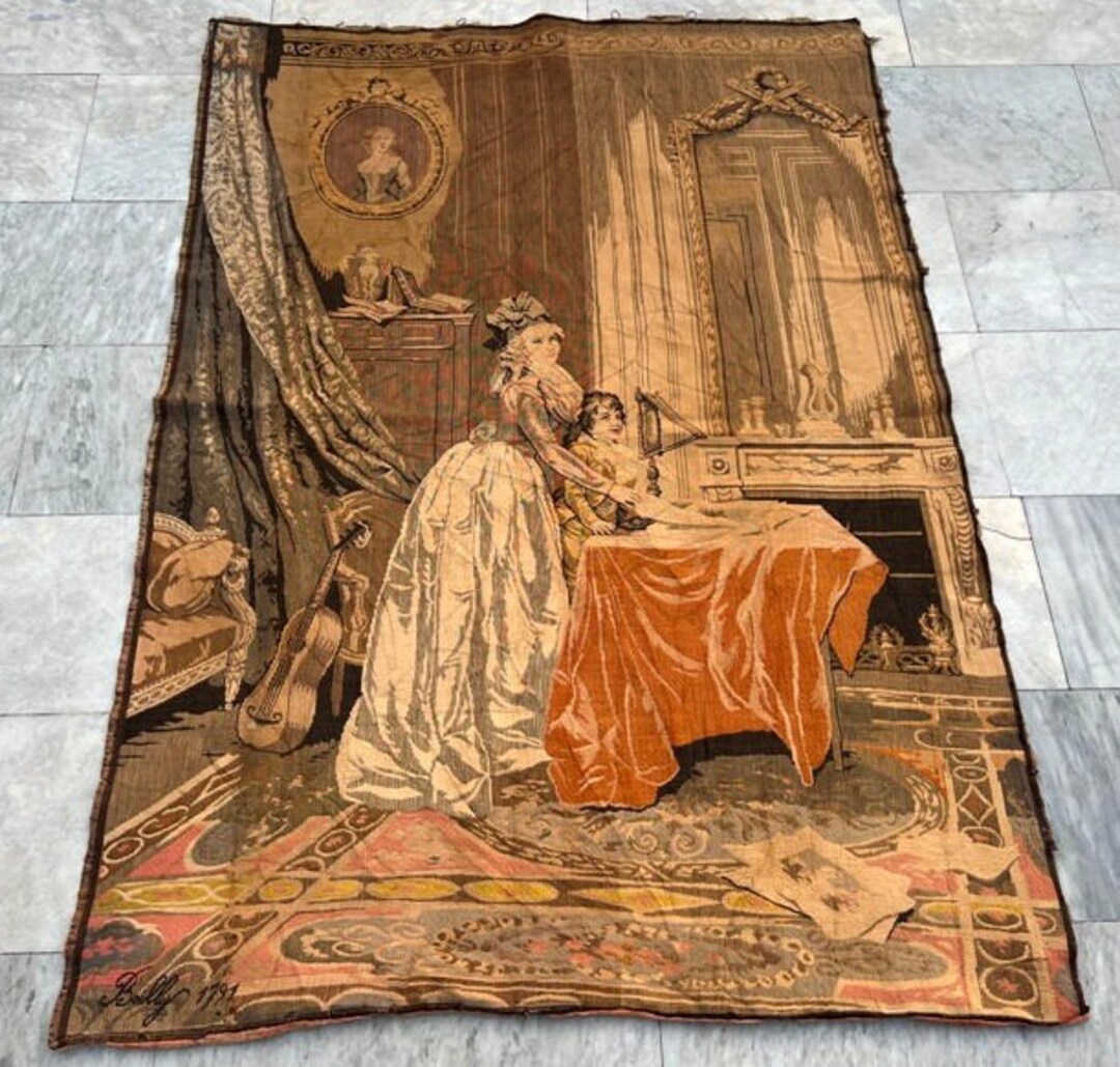 4x5 Ft,french Antique Tapestry,pictorial Tapestry,more Then 100 Year ...