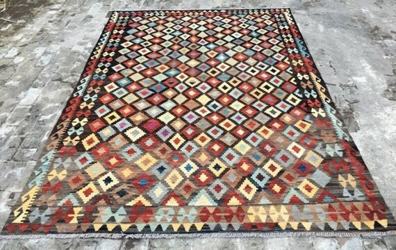 10x7 Feet Afghan Kilimflat Weave Kilimhand Woven Kilimarea | Etsy