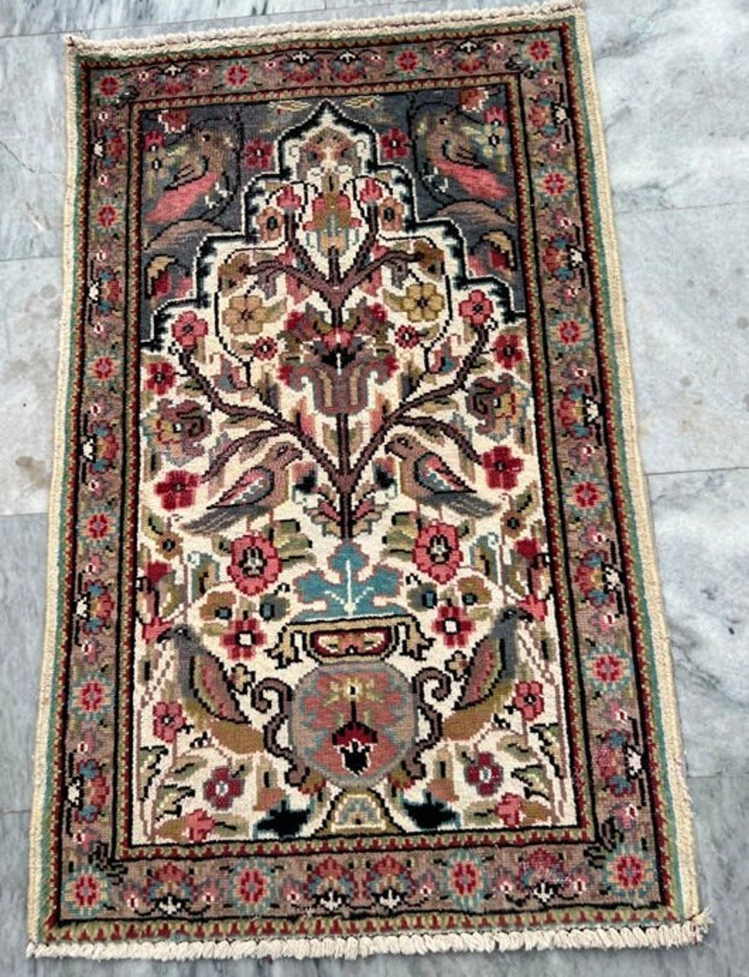 3x2 Feet,vintage Afghan Rug,boho Rug,turkish Rug,hand Knotted Rug,silk ...