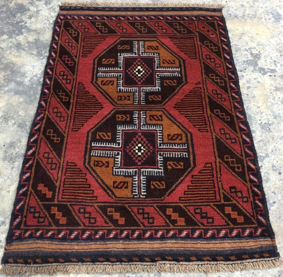 4x3 Feetvintageafghan Rugmini Rughand Knotted Rugbedroom - Etsy