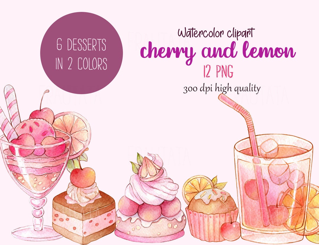 Delicious Desserts - PNG Clipart Watercolor - Etsy