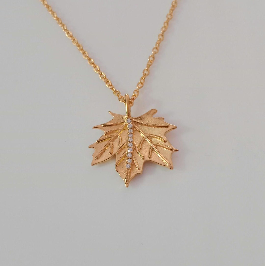 Gold Plated Maple Leaf Pendant, Leaf Pendant, Nature Inspired Pendant ...