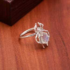 Spider Gemstone Stacking Ring, Spider Web Ring, Gothic Spider Ring ...