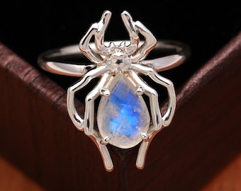 Spider Gemstone Stacking Ring, Spider Web Ring, Gothic Spider Ring ...
