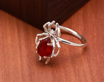 Spider Gemstone Stacking Ring, Spider Web Ring, Gothic Spider Ring ...