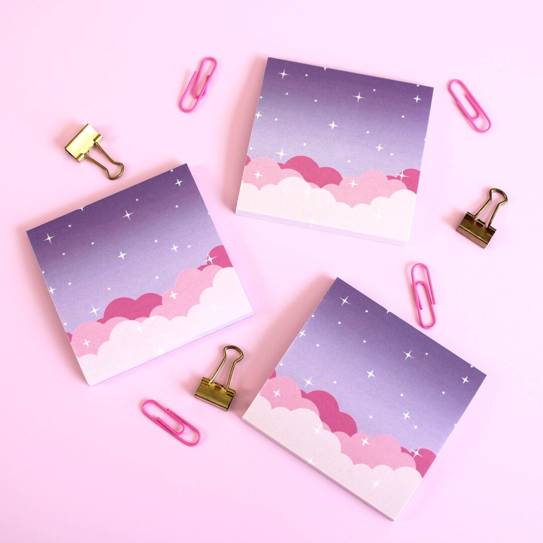 Clouds & Stars Sticky Notes, Cute Notepad, Cute Sticky Notes - Etsy