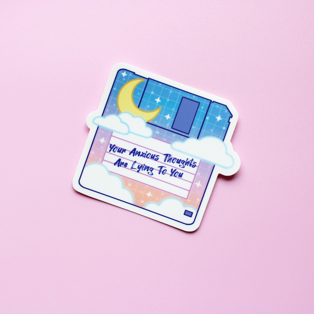 Floppy Disk Moon Sticker 90's Nostalgia Mental Health Sticker - Etsy
