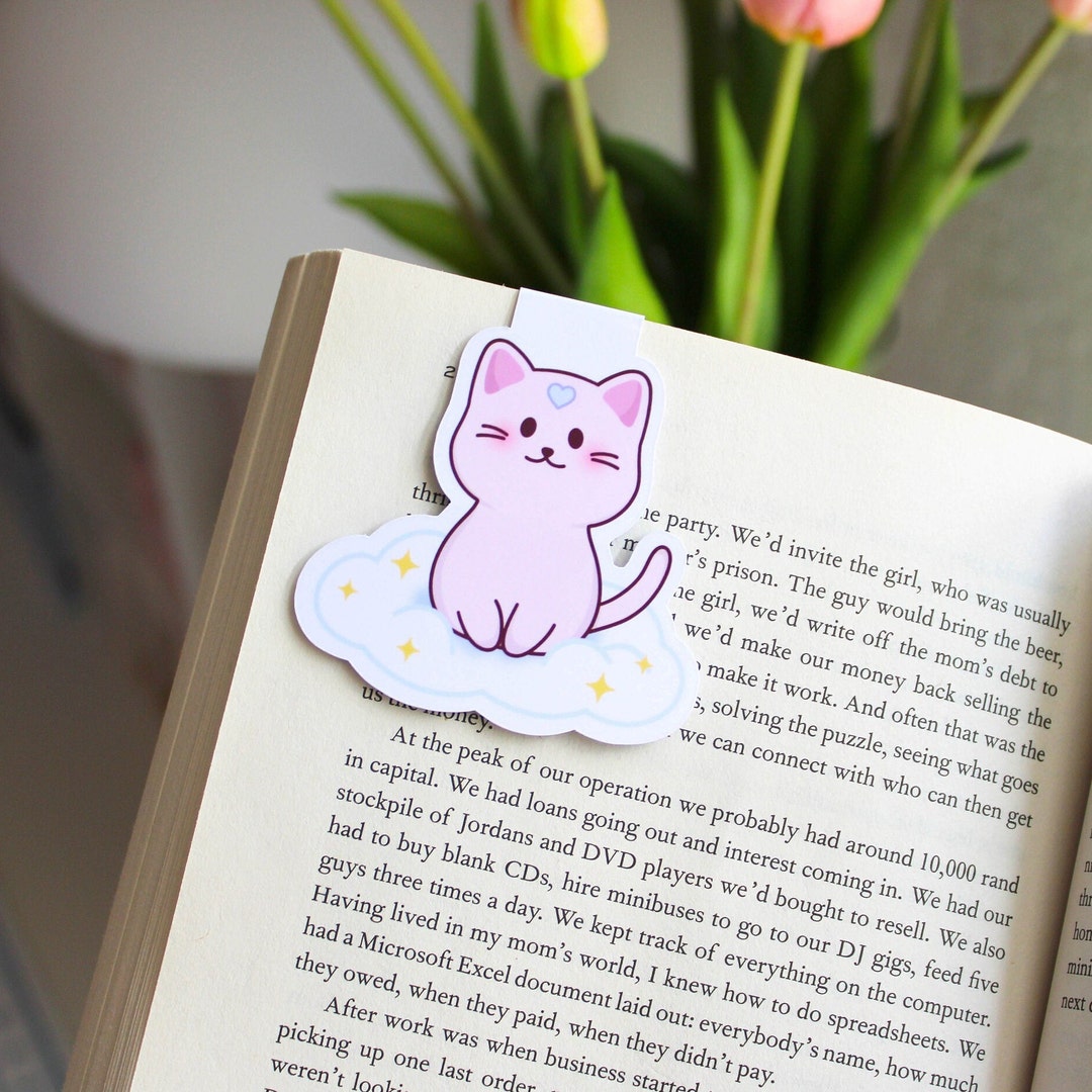 Cat Magnetic Bookmark, Cute Cloud Cat Bookmark - Etsy