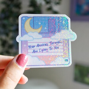 Floppy Disk Moon Sticker 90's Nostalgia Mental Health Sticker - Etsy