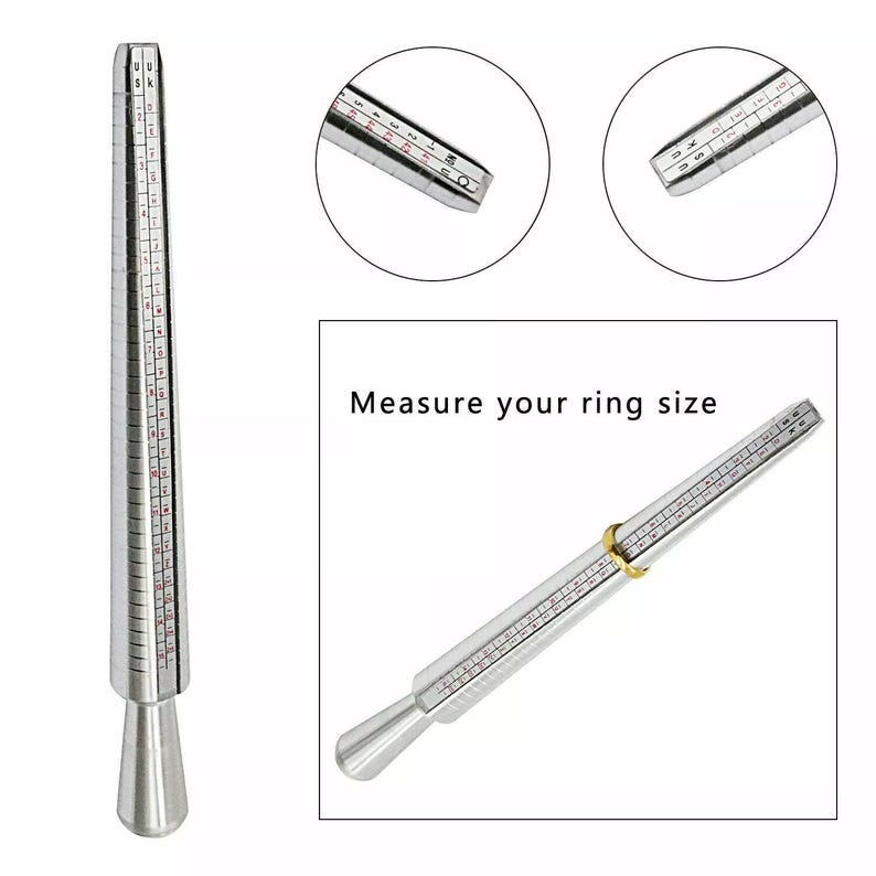 A+ Metal Ring Sizer Gauge Mandrel Finger Sizing Measure Stick Standard ...