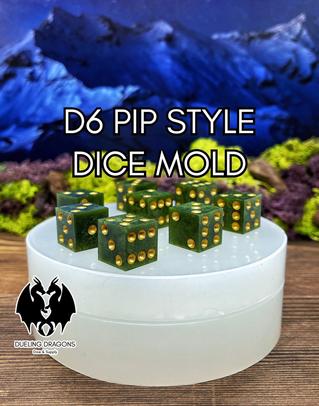 Pip Style D6/six Sided - Custom Silicone Dice Mold for Resin Dice ...
