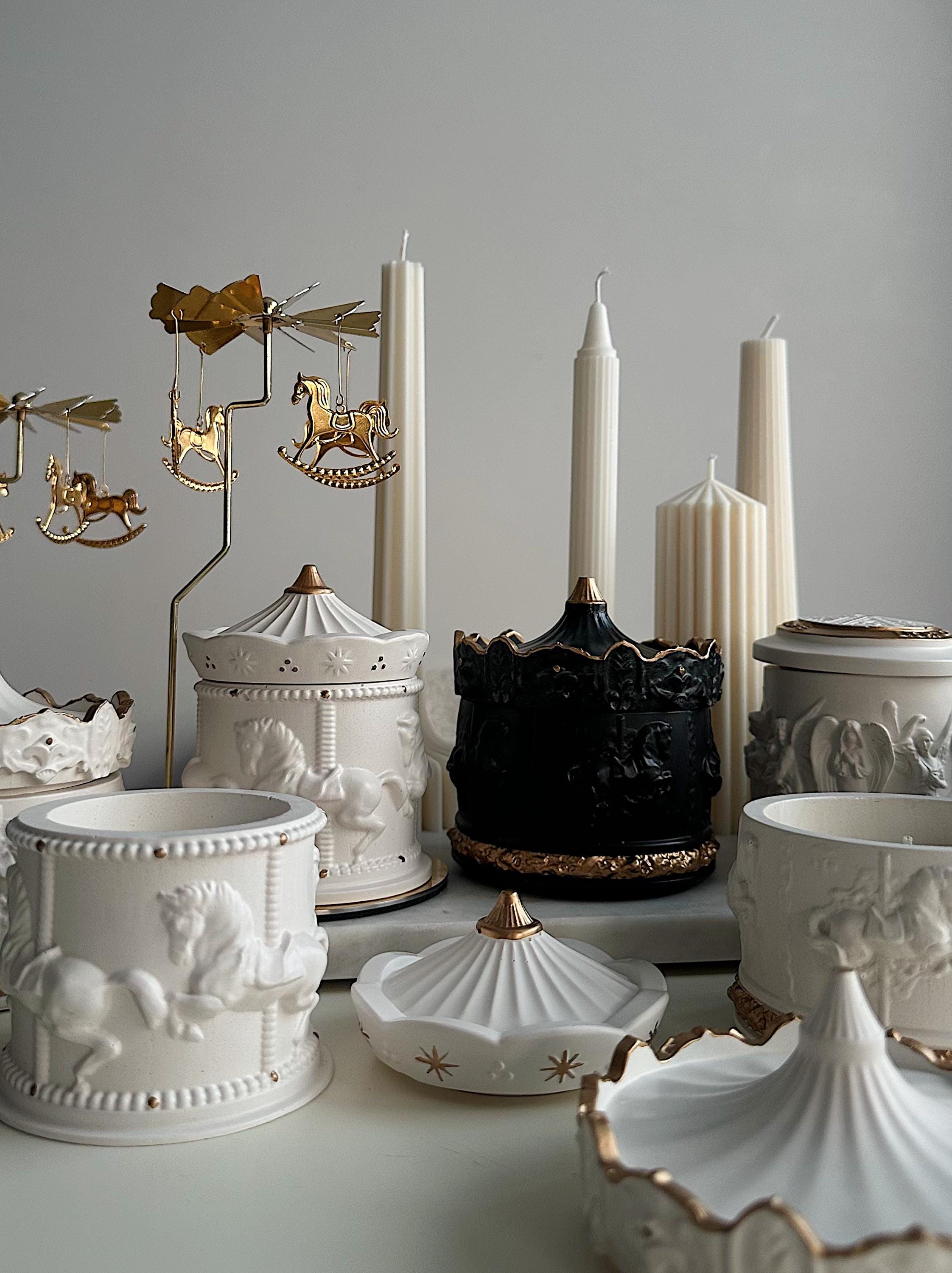 Large Black Carousel Container Candle Without Gold Carousel | Horse ...