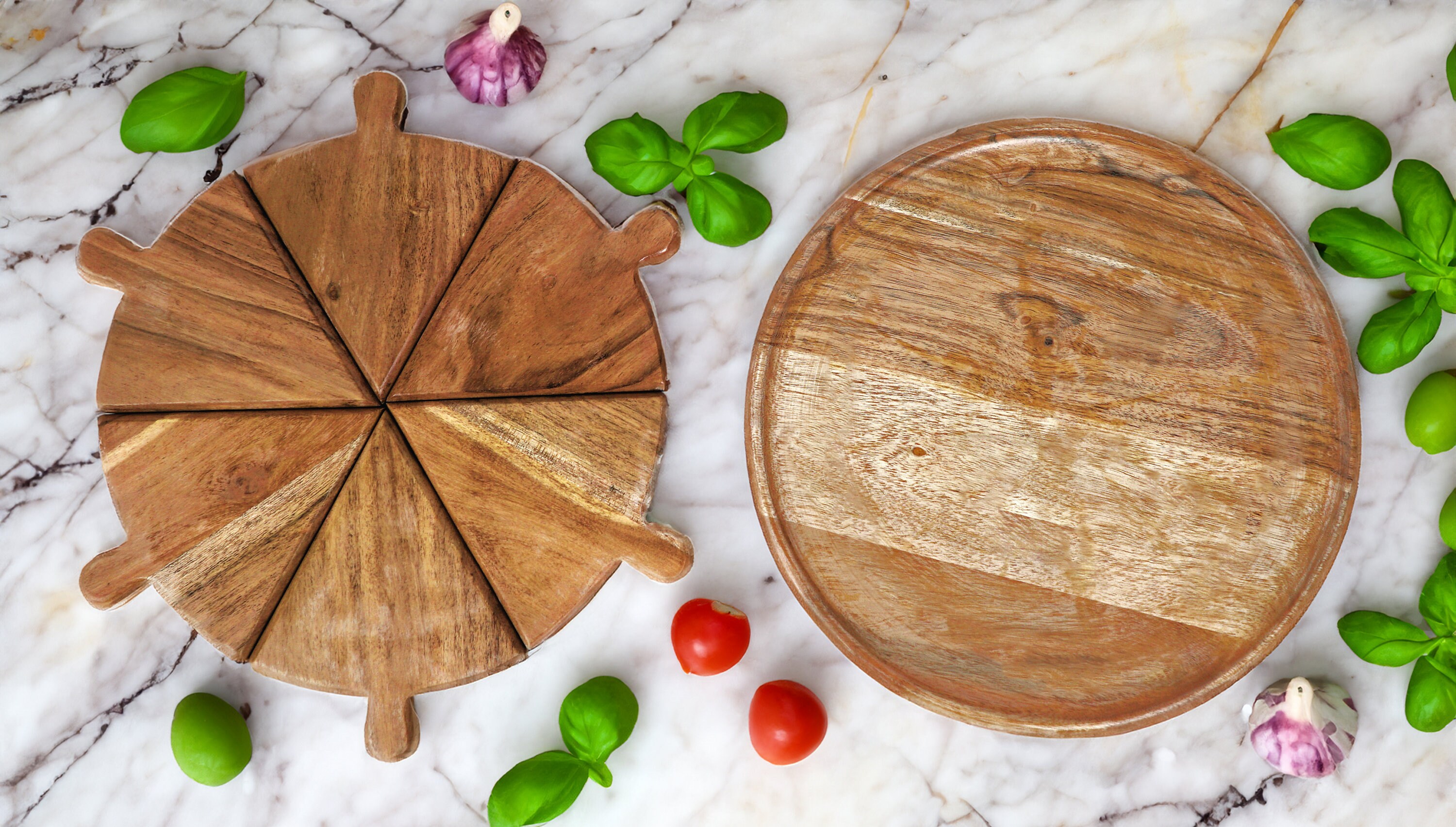 Pizza Serving Tray Pizza Cutting Board & Server in One: 6 Hand Carved ...