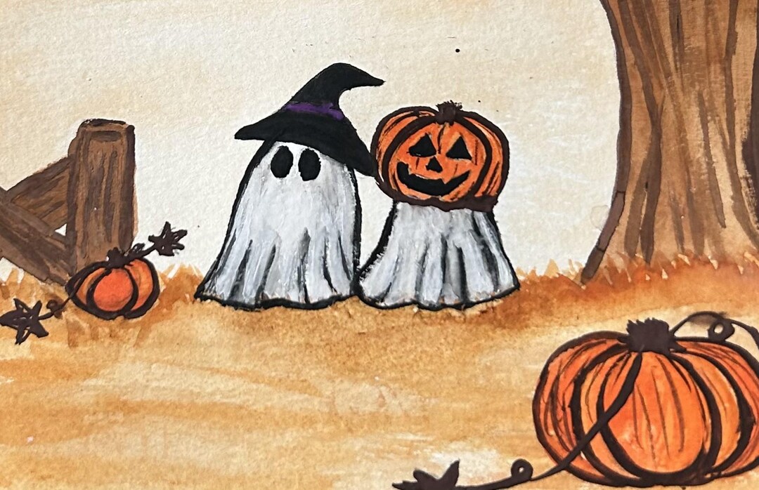 Trick or Treat - Ghostly Halloween Art Print - Etsy