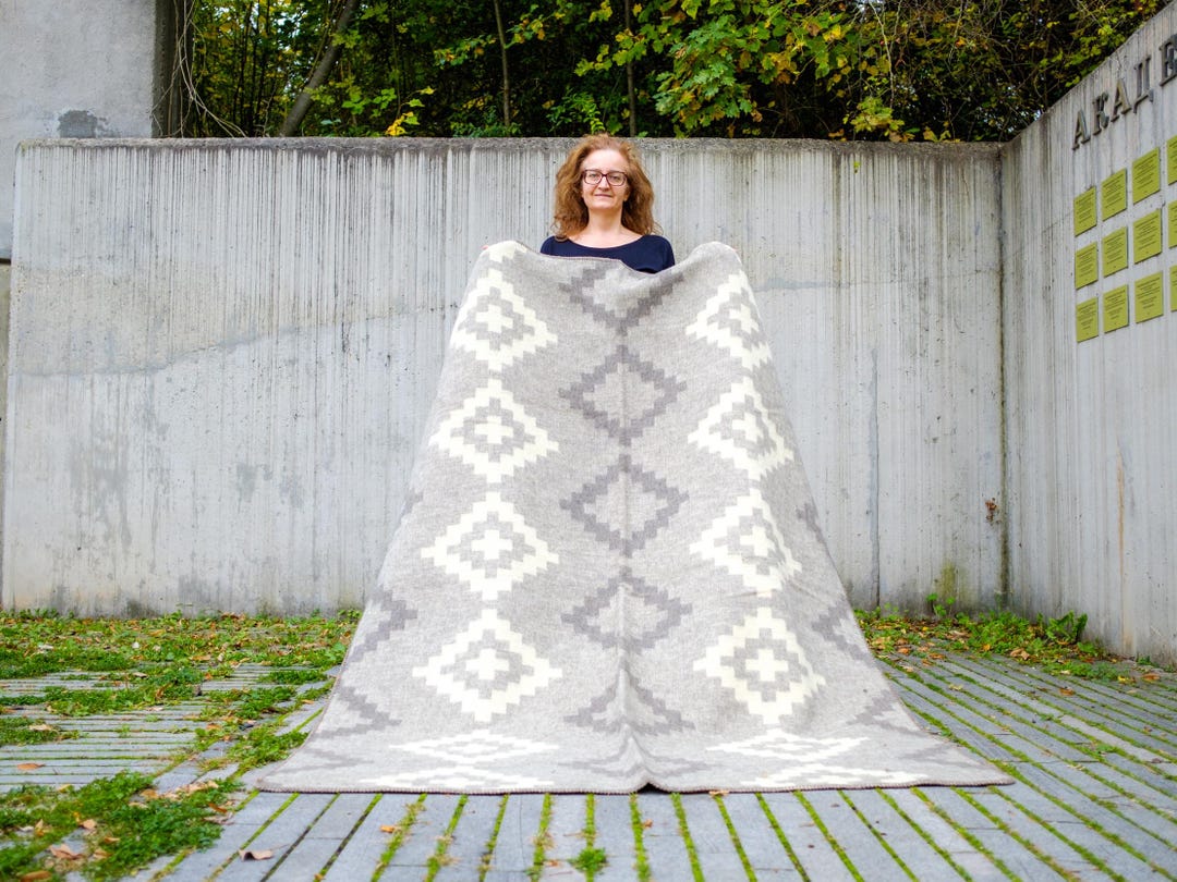 Native Ethnic Raw 100% Wool Winter Blanket Queen Size Handwoven Organic ...