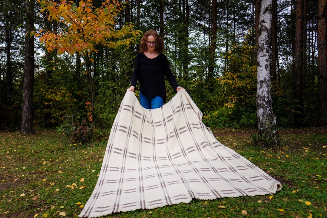 Warm Thick Soft 100% Raw Undyed New Pure Wool Blanket Natural Ivory ...