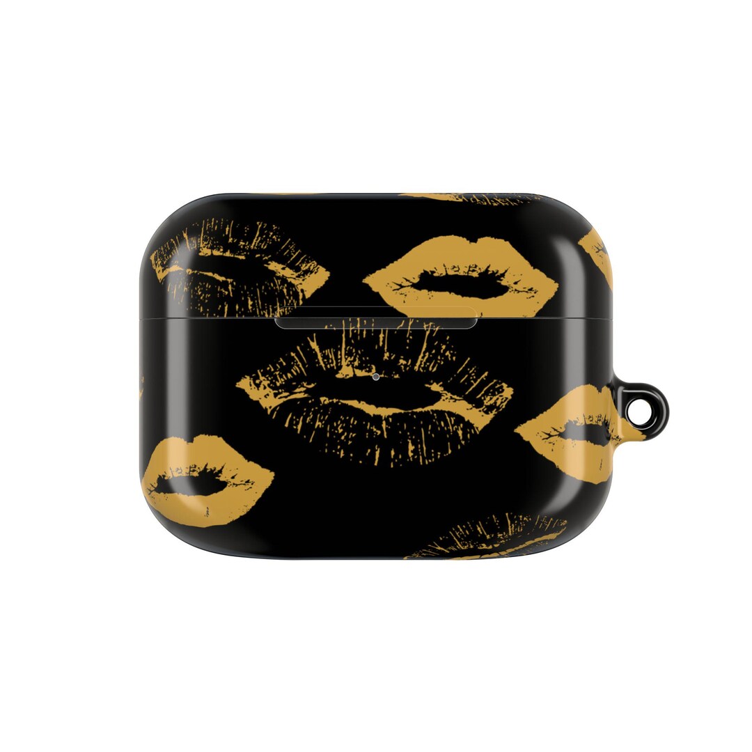 Black and Gold Love Lips AirPod Cases | Black and Gold AirPod Case ...