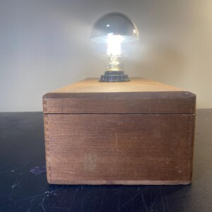 Antique Cigar Box Desk Lamp With Half Chrome LED Edison Bulb and in ...