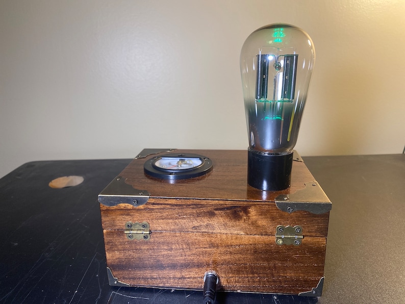 Steampunk Inspired Accent Light With Majestic Vacuum Tube With Green ...