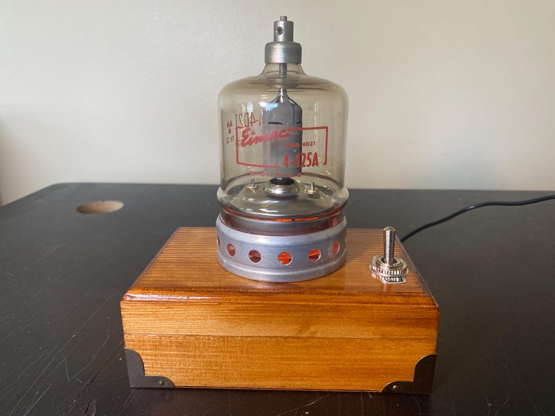 Eimac Industrial Vacuum Tube Night Light / Accent Light With Golden Oak ...