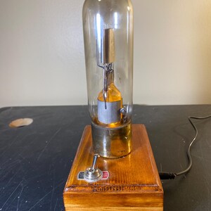 Industrial Vacuum Tube Night Light / Accent Light With Medium Walnut ...