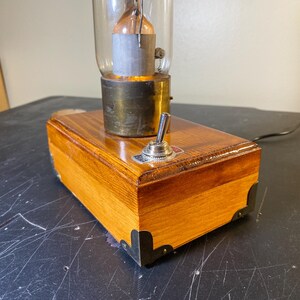 Industrial Vacuum Tube Night Light / Accent Light With Medium Walnut ...