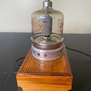 Eimac Industrial Vacuum Tube Night Light / Accent Light With Golden Oak ...