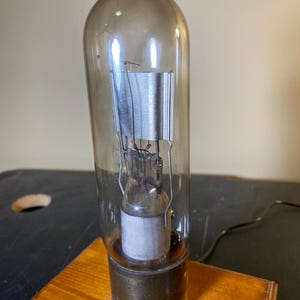 Industrial Vacuum Tube Night Light / Accent Light With Medium Walnut ...