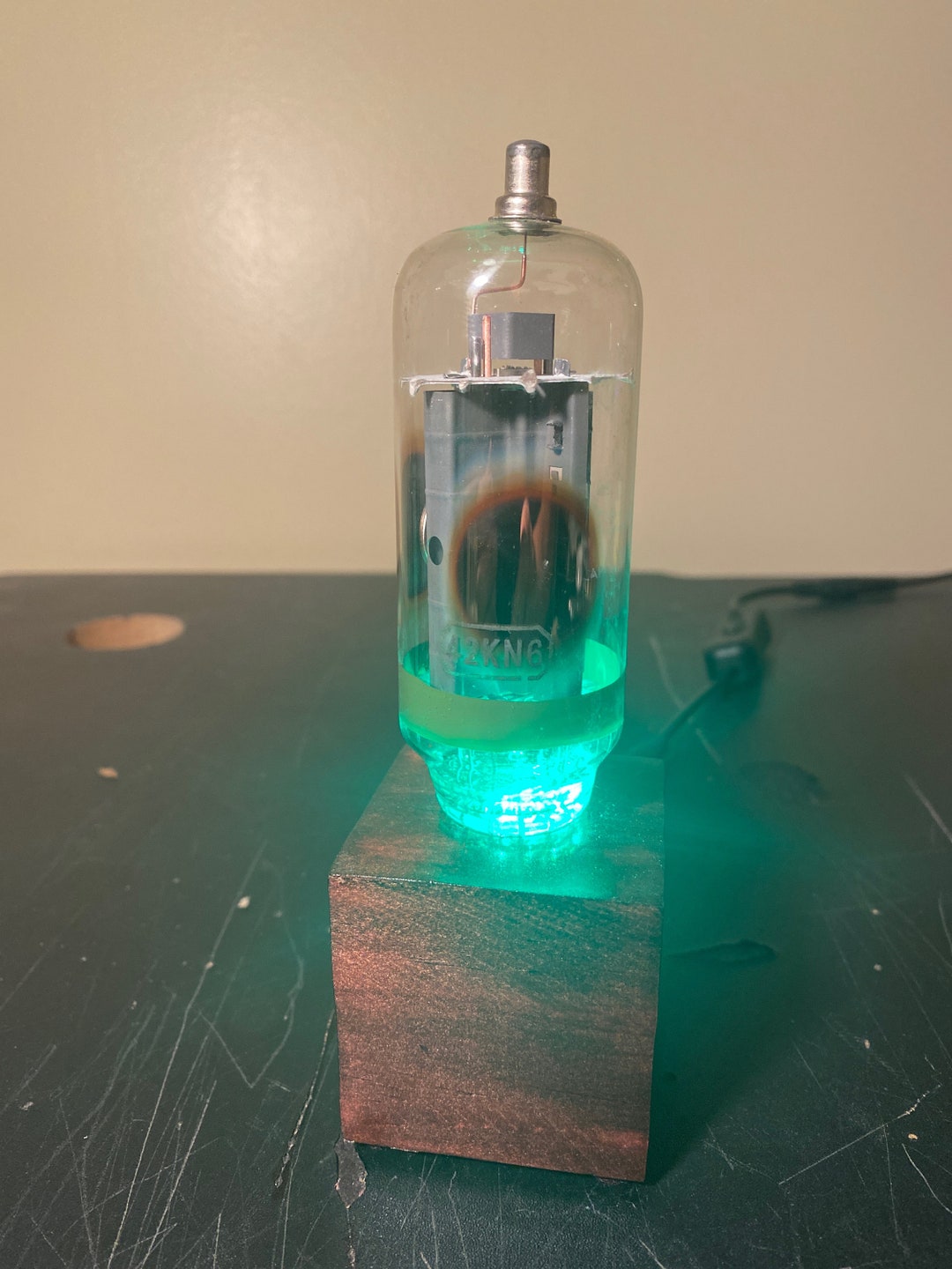 Mini Vacuum Tube Nightlight With Green Leds and Mahogany Stain - 2 Inch ...