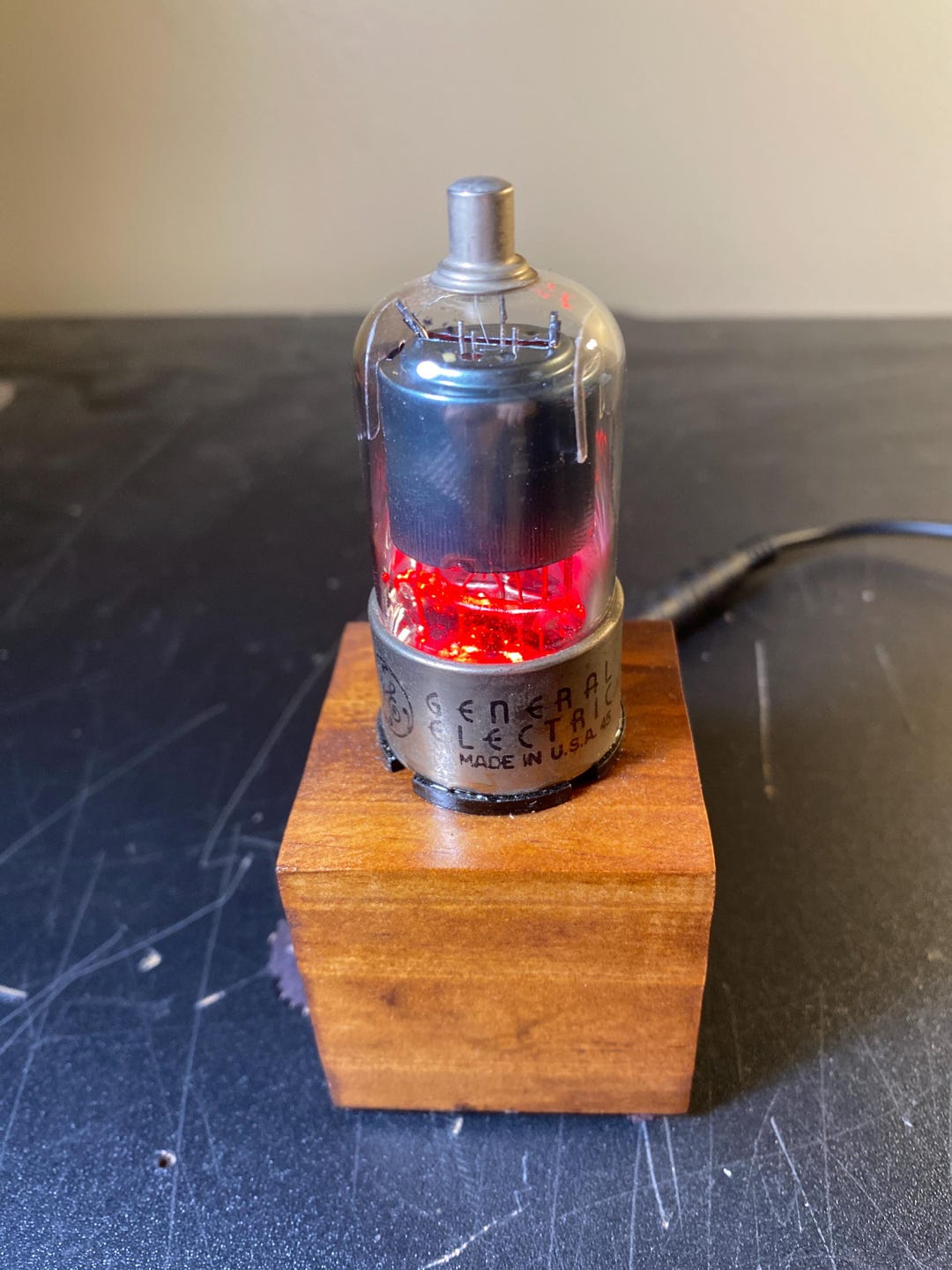 Mini GE Vacuum Tube Nightlight With Red Leds and Golden Oak Stain - 2 ...